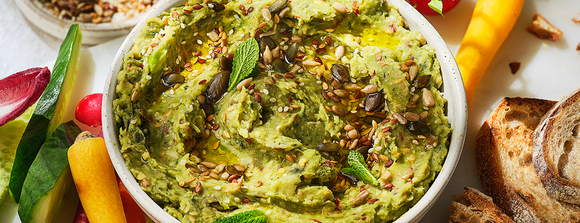 High-fibre super green, super bean dip