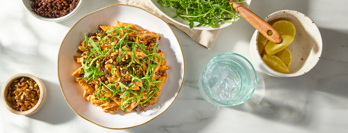 High protein chickpea pasta with red lentil pesto | Recipe | H&B